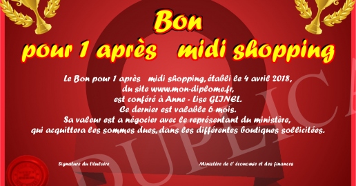 Bon pour 1 apres midi shopping