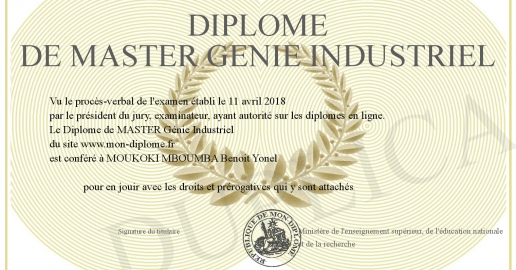 Diplome de MASTER Genie Industriel