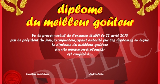 diplome du meilleur gouteur