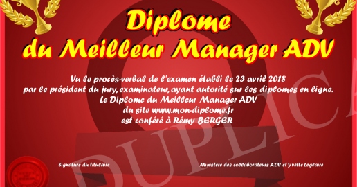 Diplome du Meilleur Manager ADV