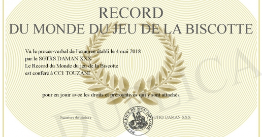 RECORD DU MONDE DU JEU DE LA BISCOTTE