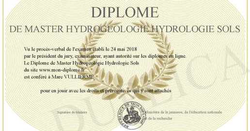 Diplome de Master Hydrogeologie Hydrologie Sols