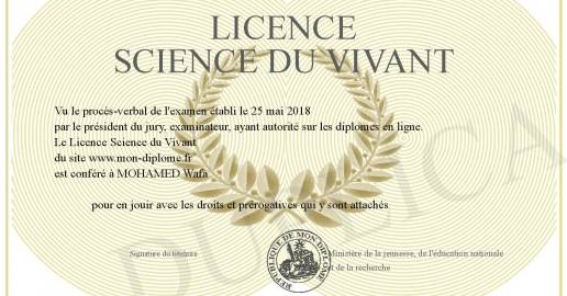 Licence Science du Vivant