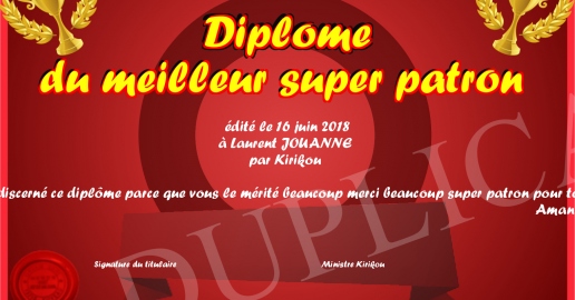 Diplome du meilleur super patron