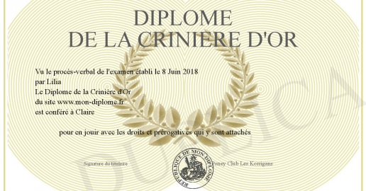 Diplome de la Criniere d Or