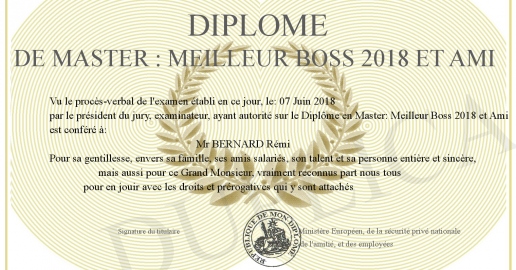 Diplome de master : Meilleur Boss 2018 et Ami