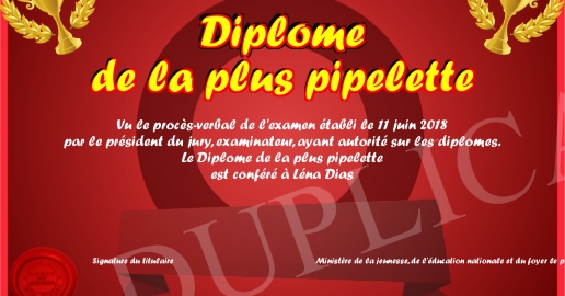 Diplome de la plus pipelette