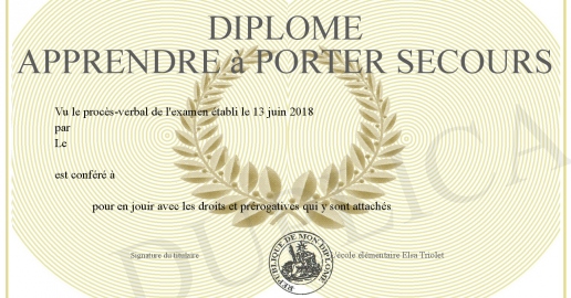Diplome Apprendre a porter secours