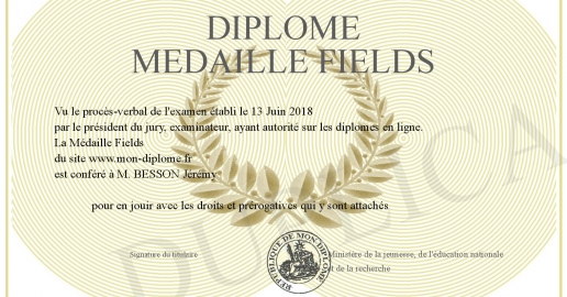 Diplome Medaille Fields