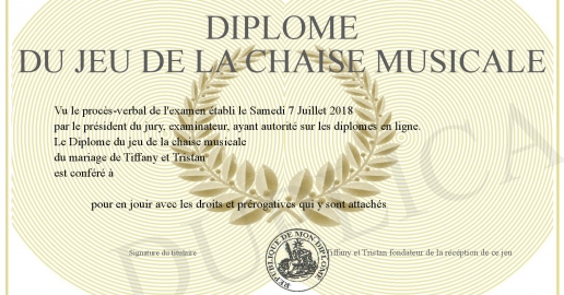 Diplome du jeu de la chaise musicale