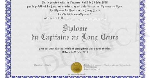 Diplome du Capitaine au Long Cours