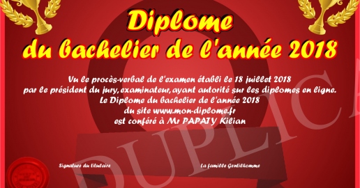 Diplome du bachelier de l annee 2018