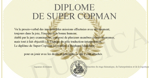 Diplome de Super CopMan