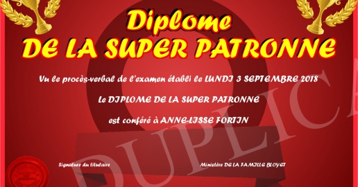 Diplome DE LA SUPER PATRONNE