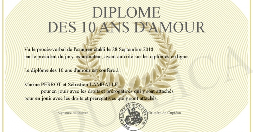 Diplome des 10 ans d amour