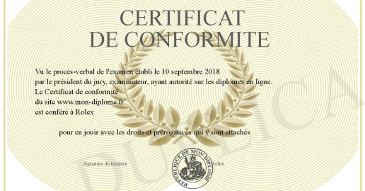 Certificat de conformite