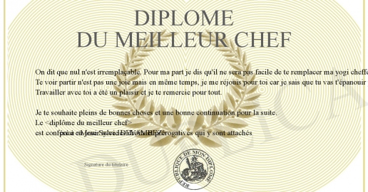 Diplome du meilleur chef