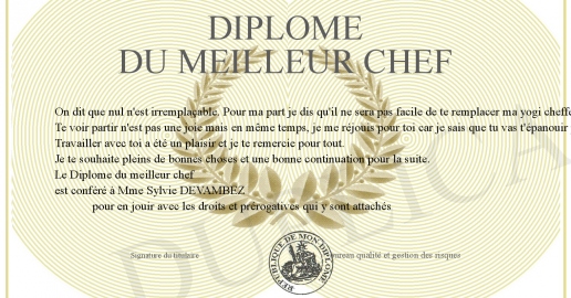 Diplome du meilleur chef