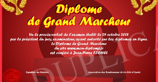 Diplome de Grand Marcheur