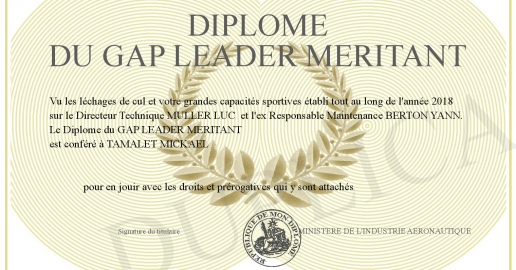 Diplome du GAP LEADER MERITANT