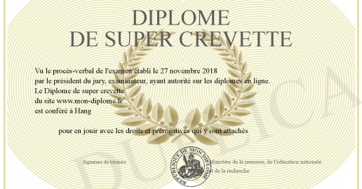 Diplome de super crevette