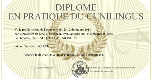 Diplome EN PRATIQUE DU CUNILINGUS