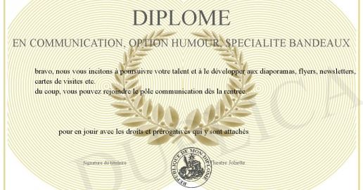 Diplome en communication option humour specialite bandeaux