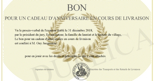 bon pour un cadeau d anniversaire en cours de livraison