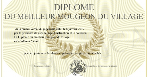 Diplome du meilleur mougeon du village