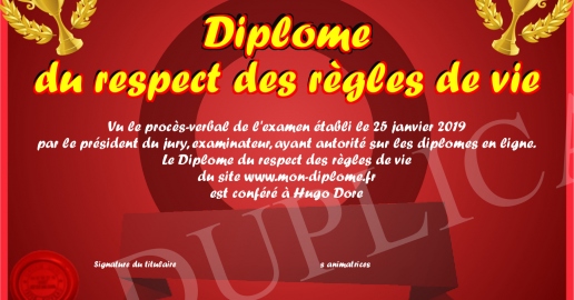 Diplome du respect des regles de vie
