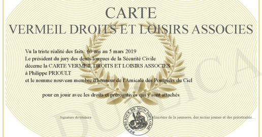 CARTE VERMEIL DROITS ET LOISIRS ASSOCIES