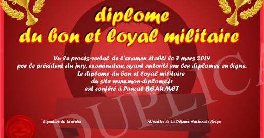 diplome du bon et loyal militaire
