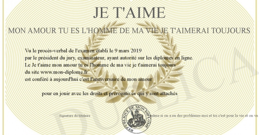 Je t aime mon amour tu es l homme de ma vie je t aimerai toujours