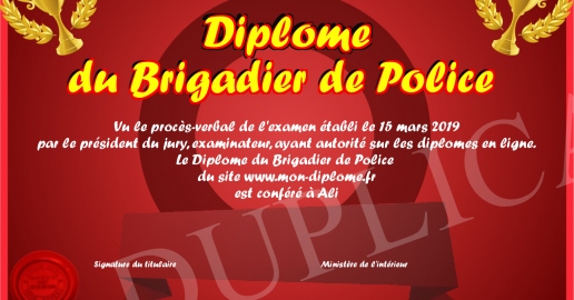 Diplome du Brigadier de Police