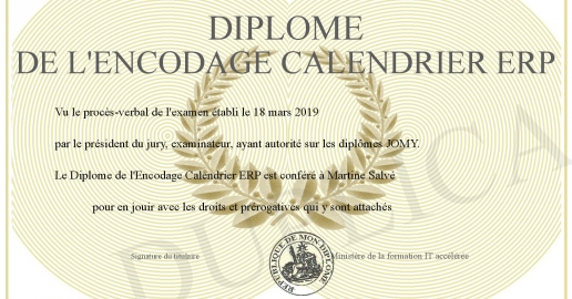 Diplome de l Encodage Calendrier ERP
