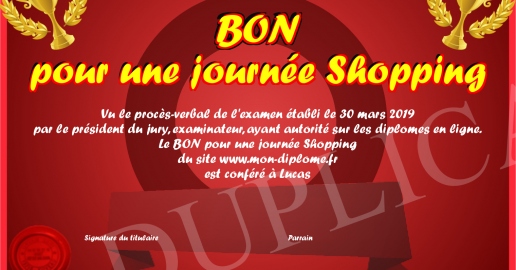 BON pour une journee Shopping