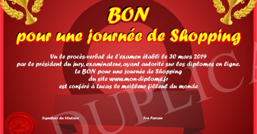 BON pour une journee de Shopping