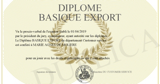 Diplome BASIQUE EXPORT