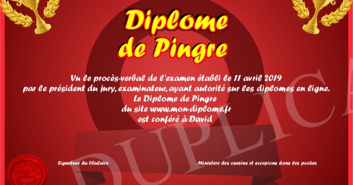 Diplome de Pingre