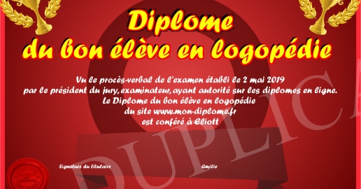 Diplome du bon eleve en logopedie