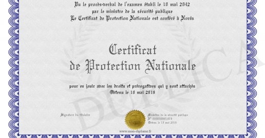 Certificat de Protection Nationale
