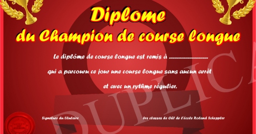 Diplome du Champion de course longue