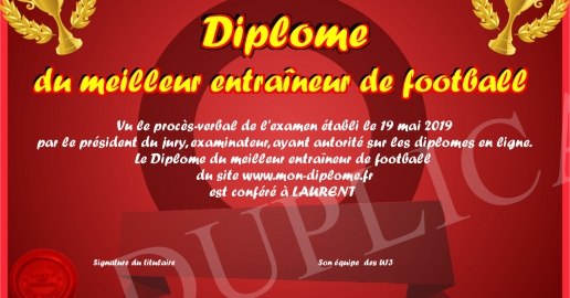 Diplome du meilleur entraineur de football