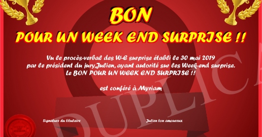 BON POUR UN WEEK END SURPRISE