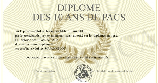 Diplome des 10 ans de PACS