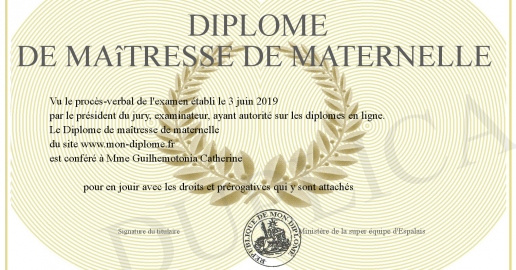 Diplome de maitresse de maternelle