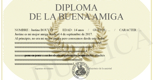 Diploma de la buena amiga