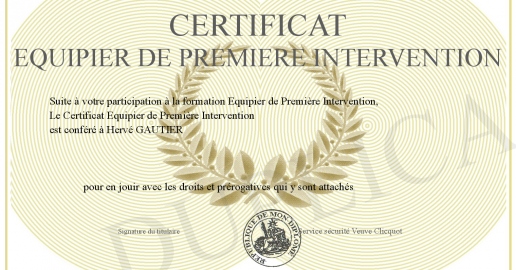 Certificat Equipier de Premiere Intervention