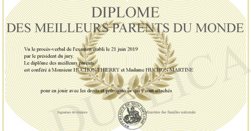 Diplome des meilleurs parents du monde