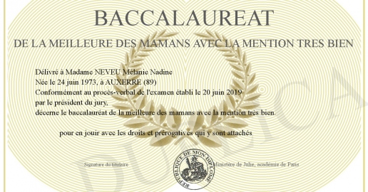 Baccalaureat de la meilleure des mamans avec la mention tres bien